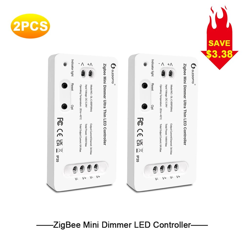 2шт ZigBee Mini LED диммер контроллер