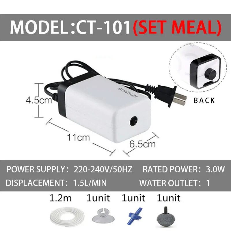 Воздушный насос SUNSUN CT, UK adapter plug, Белый