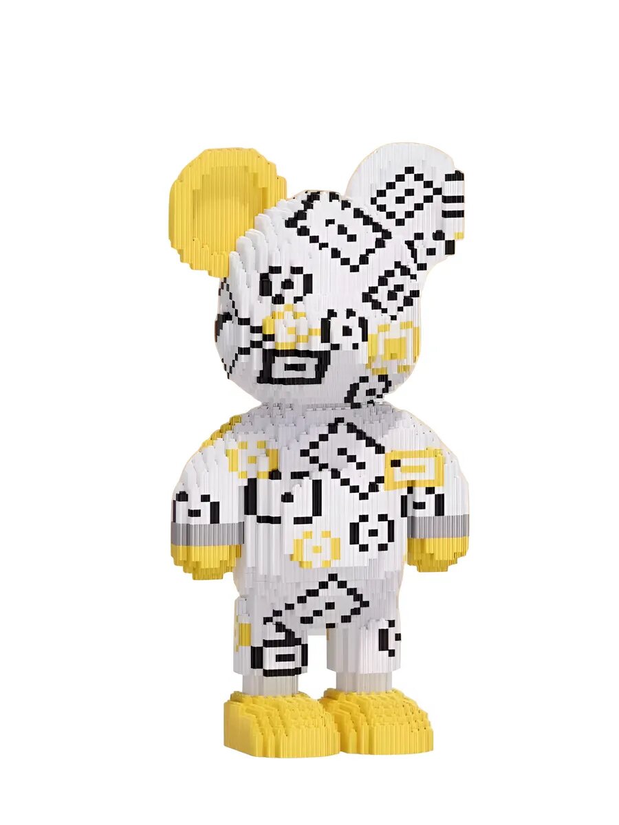Конструктор 3D "Мишка" №8674 Bearbrick, 3D, 2999 мини-блоков, белый глянец