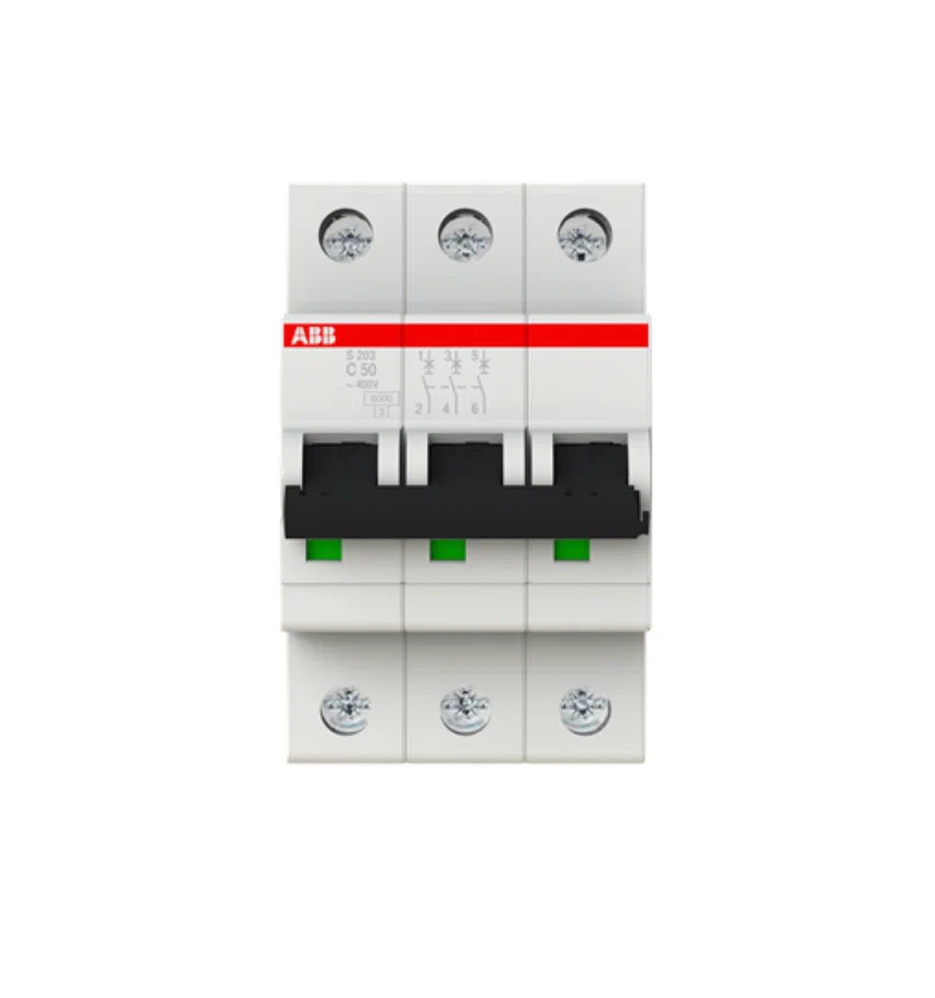 Автоматический выключатель ABB S 203 - C50, 3P, 50A, 50-60 Гц