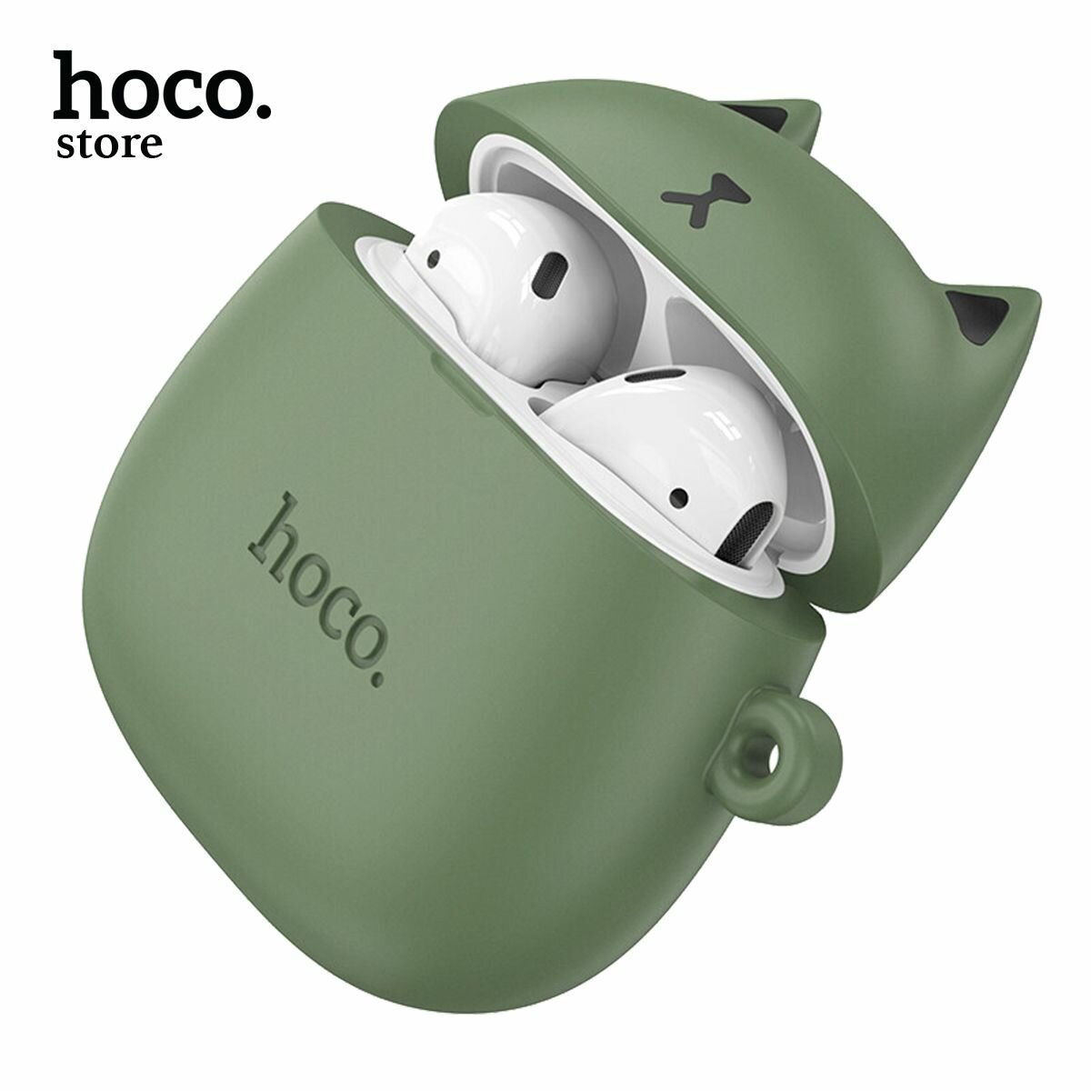 Наушники беспроводные Hoco EW45 "Forest", с зарядным чехлом, с ушками