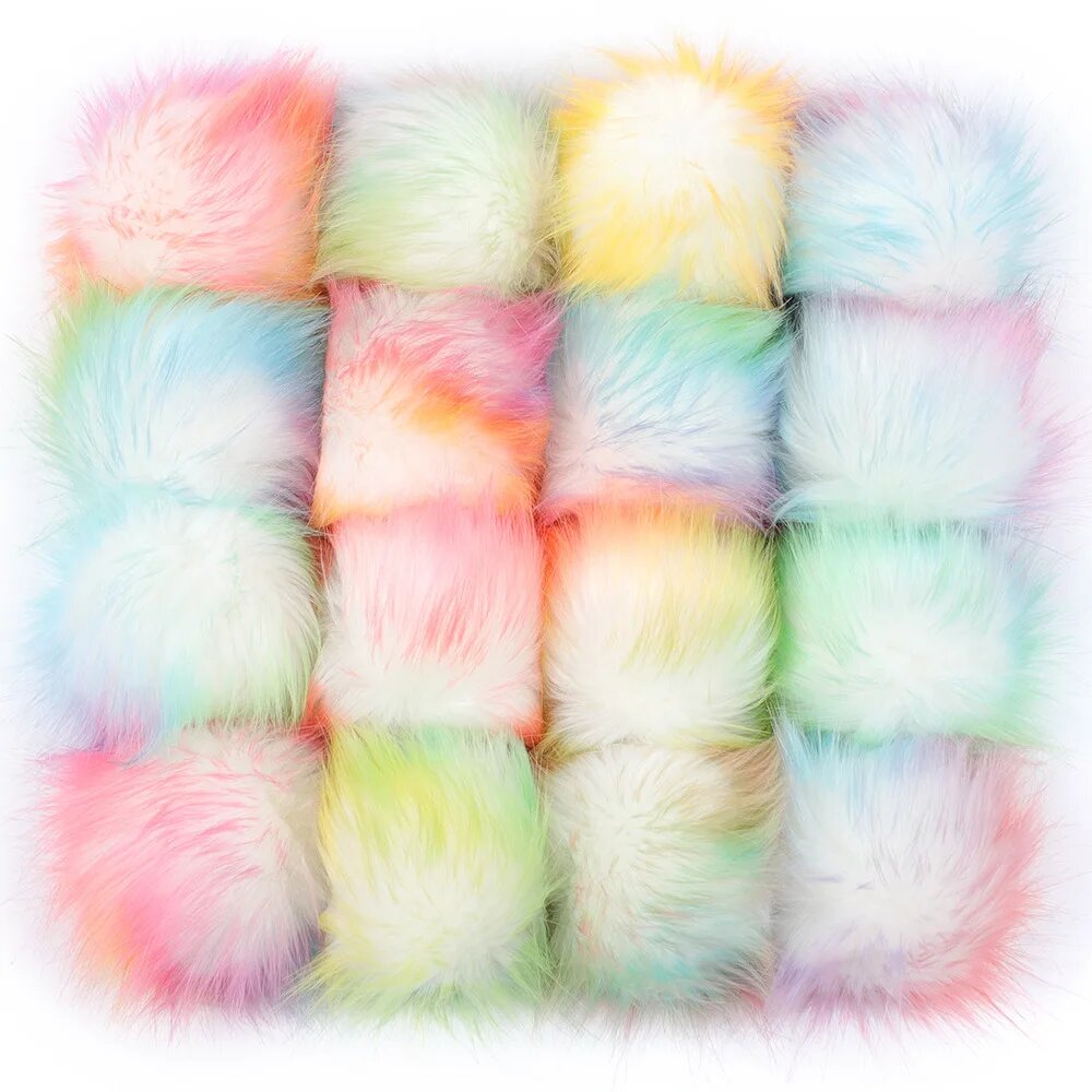 Помпоны из искусственного меха multicolor, 8 см, 6 шт
