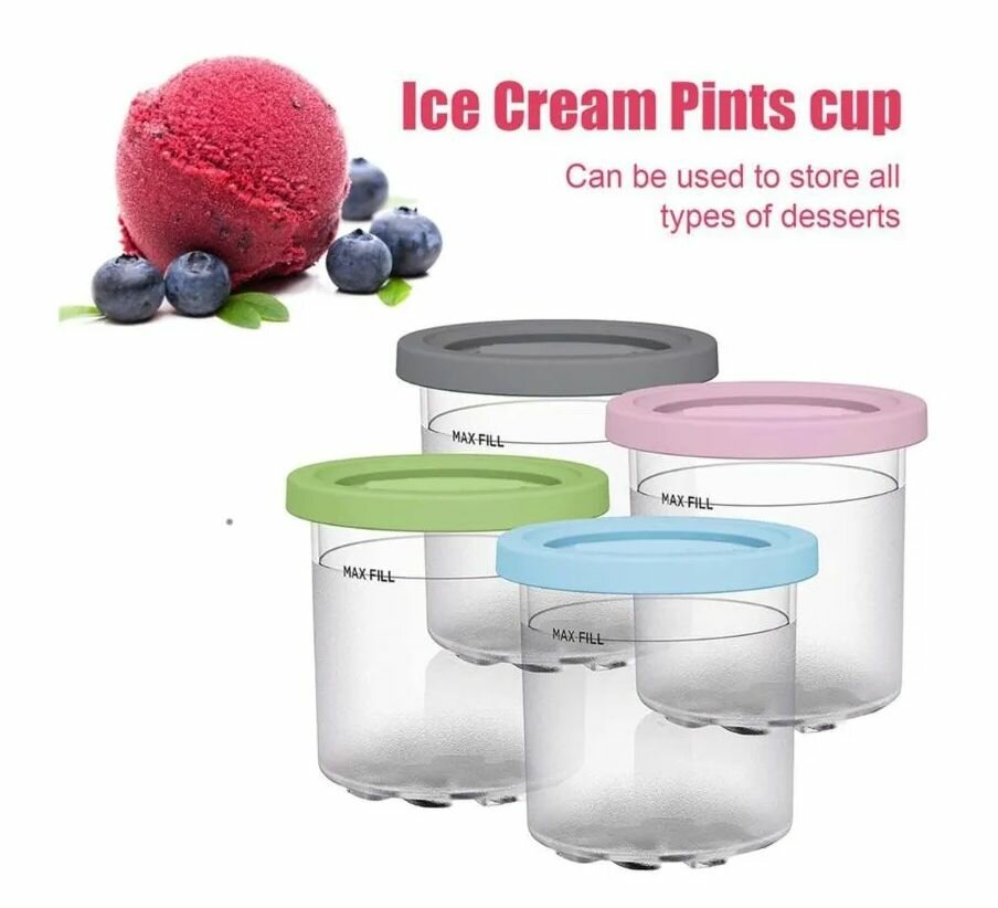 4 шт. чашки для пинтов мороженого - CREAMI NC299AMZ/NC300s, сменная банка для хранения с крышками