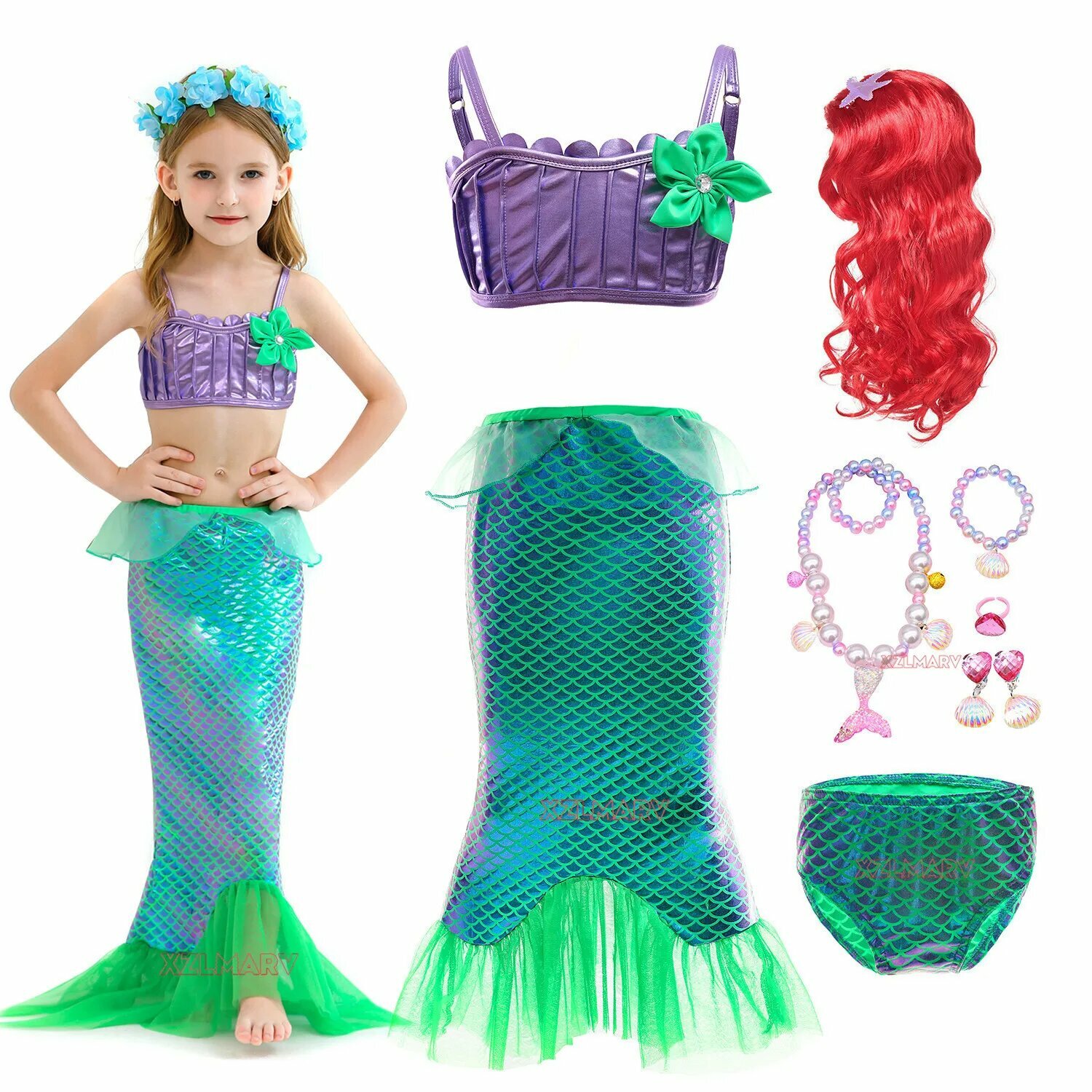 Платье принцессы Ариэль для девочек smvp 4T(110), 6-1