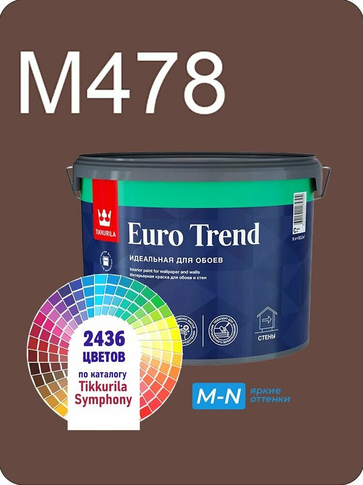 Краска для обоев Tikkurila Euro Trend 9л. яркие оттенки M478