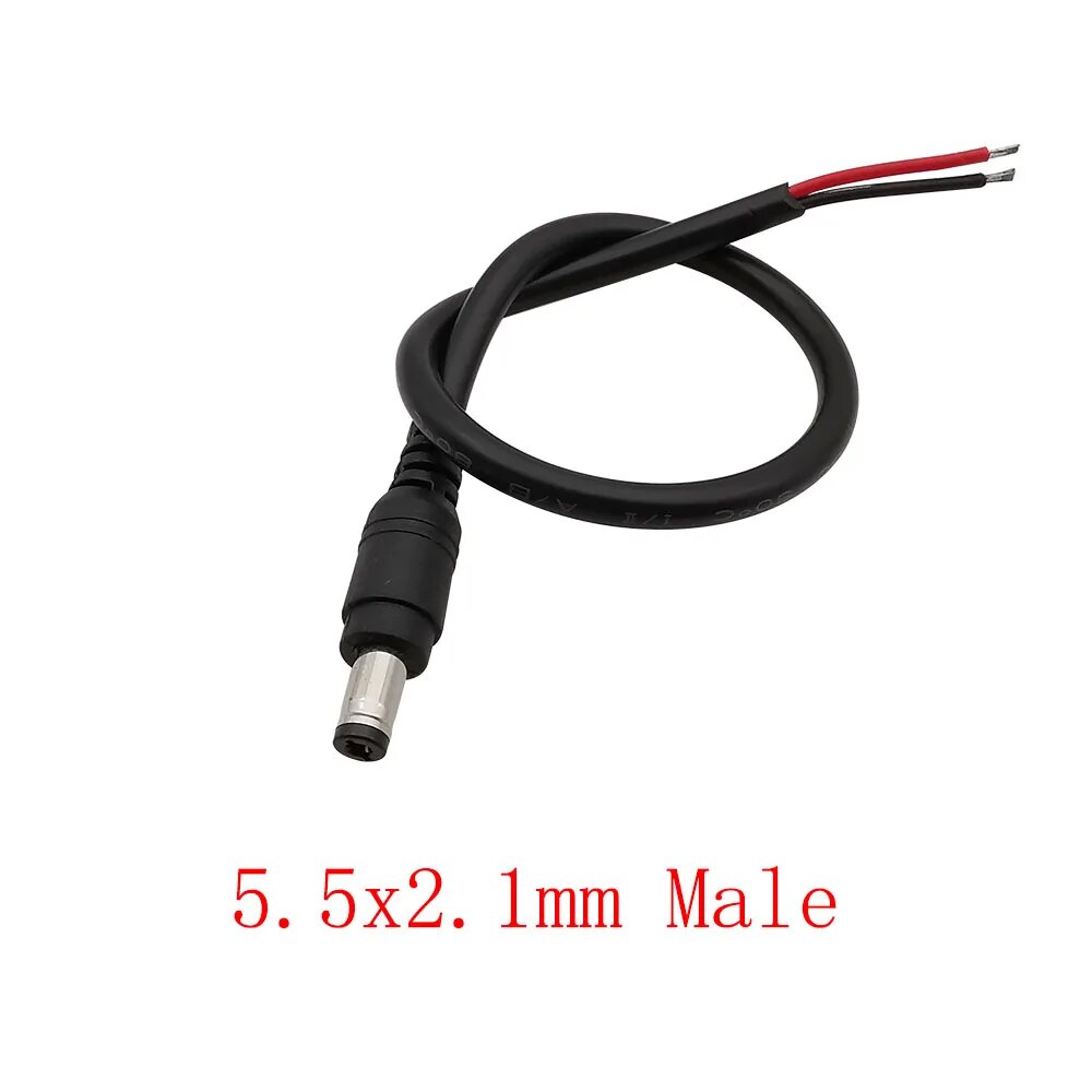 Кабель питания DC 5,5х2,1 мм черный 1Pcs, 5.5x2.1mm Male