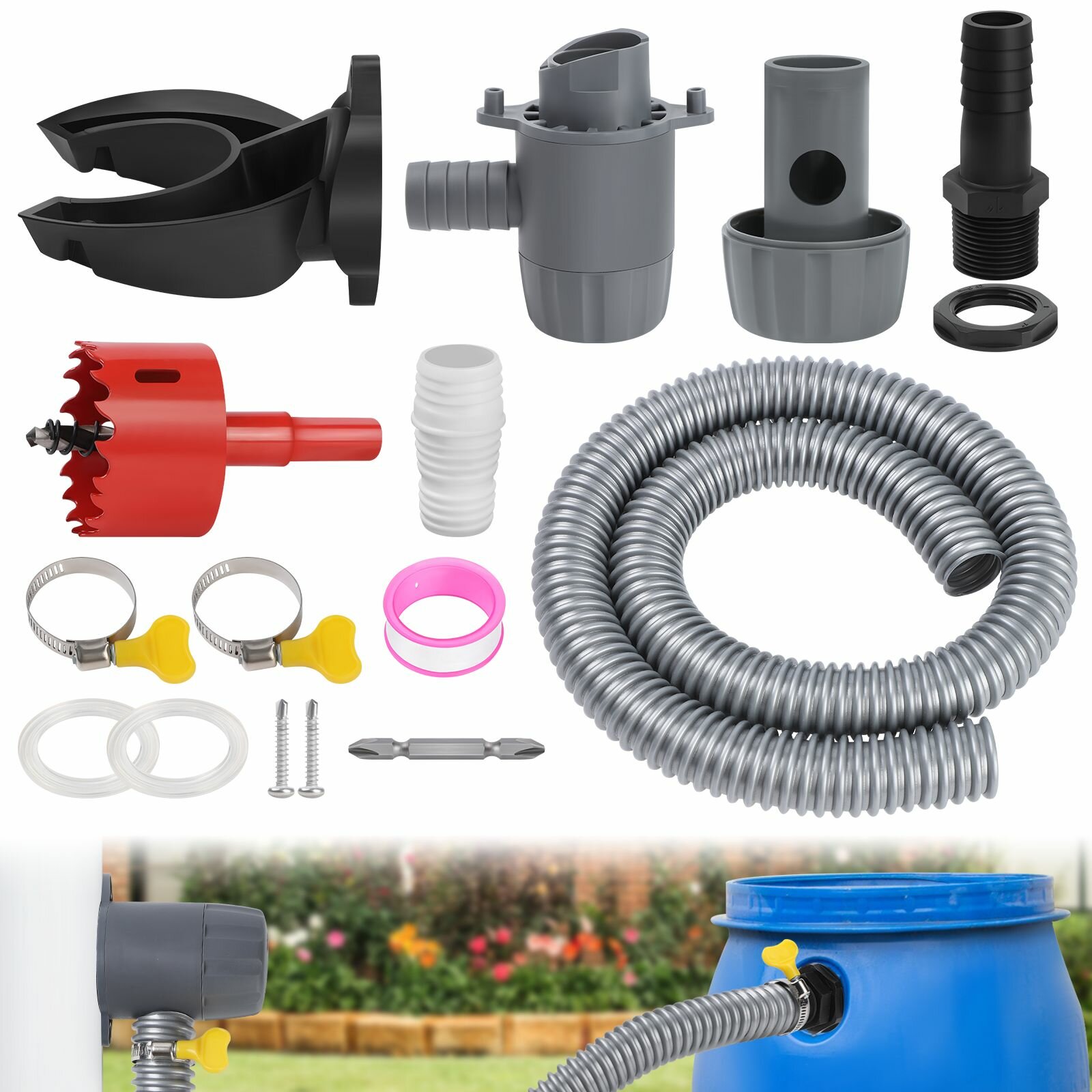Регентоннен Вербиндер Набор для сбора дождевой воды из водосточной трубы диаметром 70-110 мм; Переключатель ливнестока в бочку