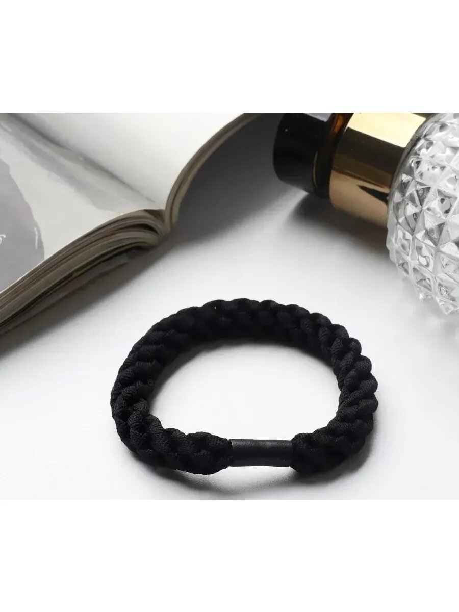 Резинка для волос Спорт плетёнка стиль, 5 см, чёрный