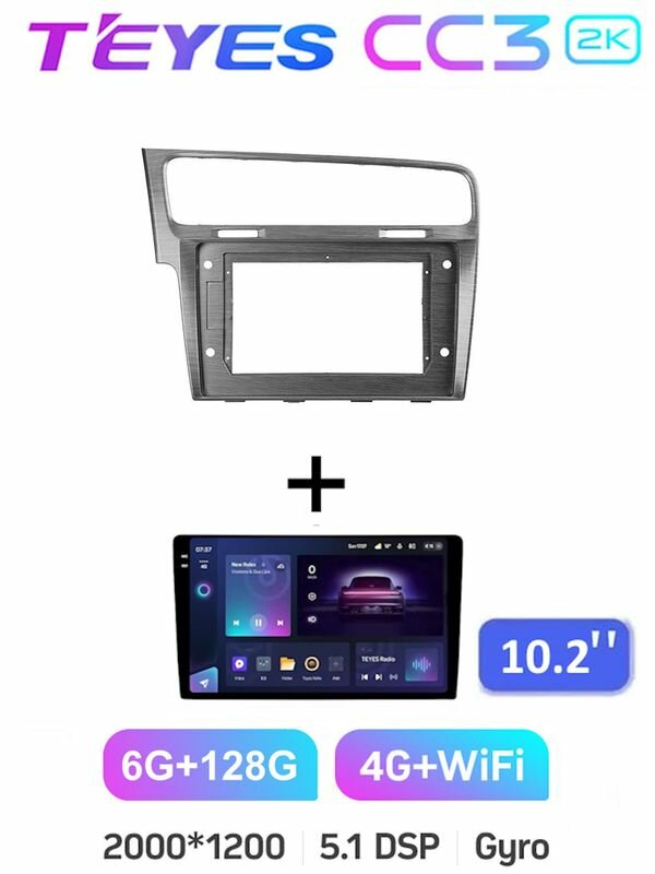 Магнитола Teyes CC3 2K 6/128 Gb 10" для Volkswagen Golf 7 MK7 2012-2020 F1 2 din