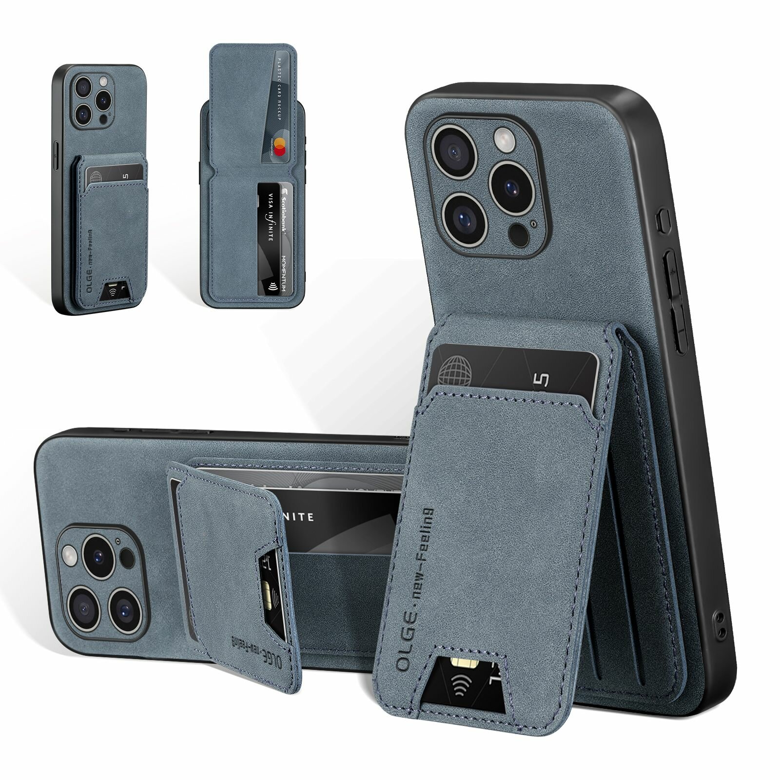Картхолдер мужской на Apple iPhone 16 Pro (айфон 16 про) с MagSafe-Чехол бумажник