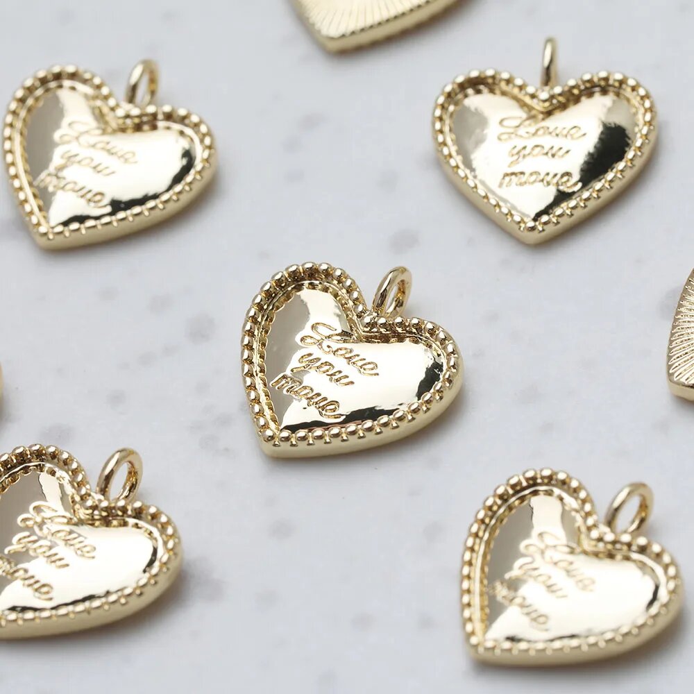 4 штуки, позолоченные латунные ожерелья с сердцем и буквами A-Gold