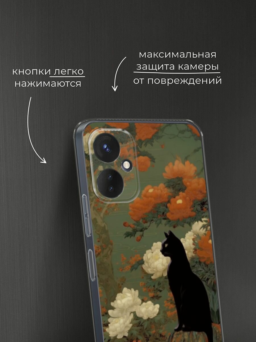 Чехол на Tecno Spark 9 Pro / Техно Спарк 9 Про с принтом Black cat — фото 1