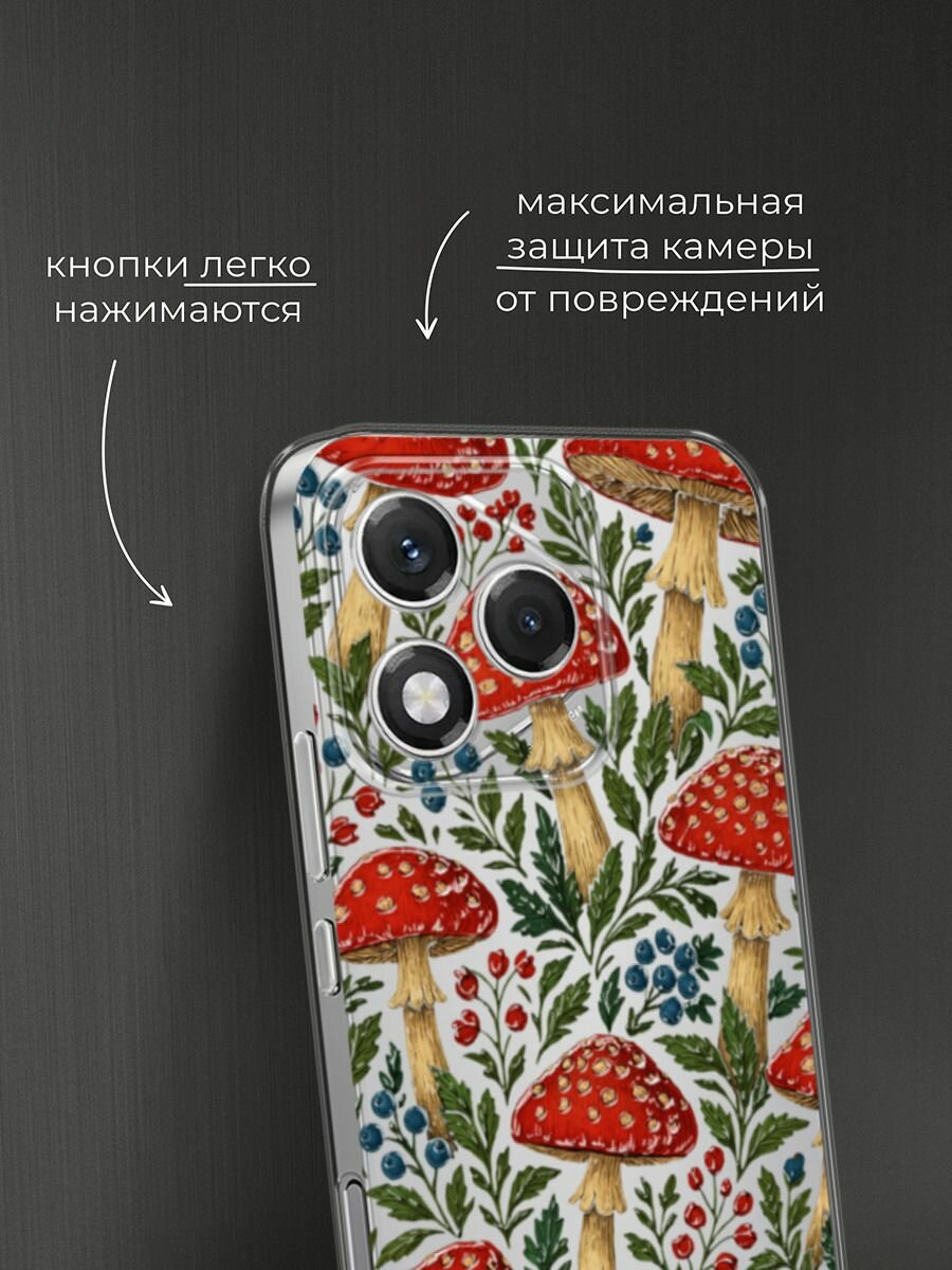 Силиконовый чехол на Honor 400 Lite / Хонор 400 Лайт с принтом Мухоморы — фото 1