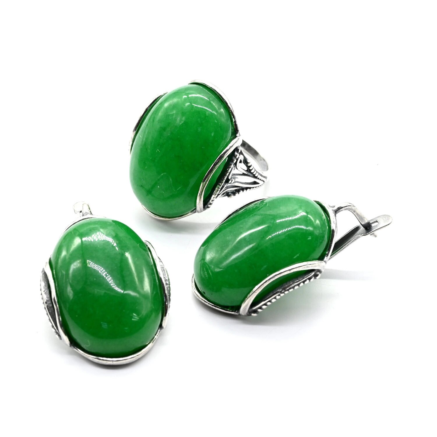 Комплект бижутерии: кольцо, хризопраз