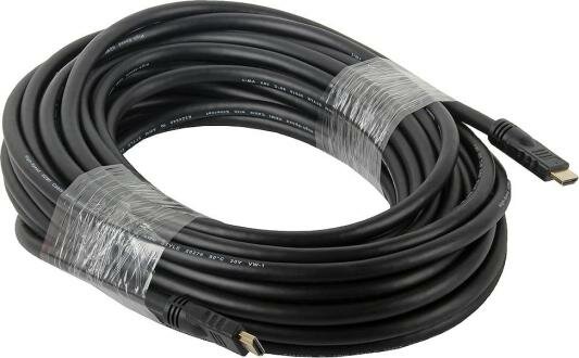 Кабель HDMI Gembird/Cablexpert, 20м, v1.4, 19M/19M, черный, позол. разъемы, экран, пакет CC-HDMI4-20M