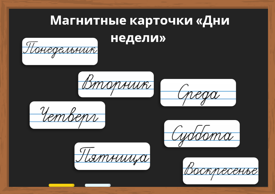 Набор магнитных карточек "Дни недели" ламинированная бумага, 7 штук