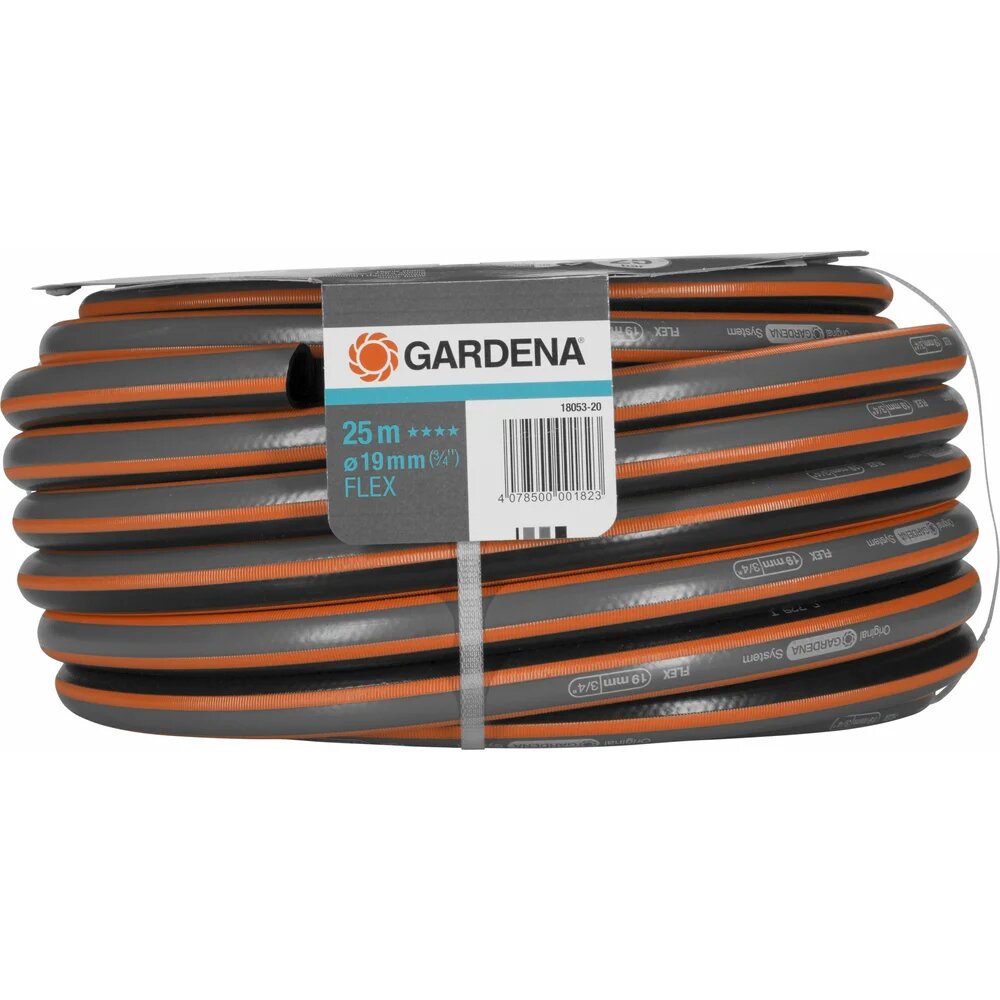 Шланг FLEX 3/4", 25м Gardena 18053-20.000.00, металлический, армированный ПВХ, профессиональный поливочный шланг садовый — фото 1