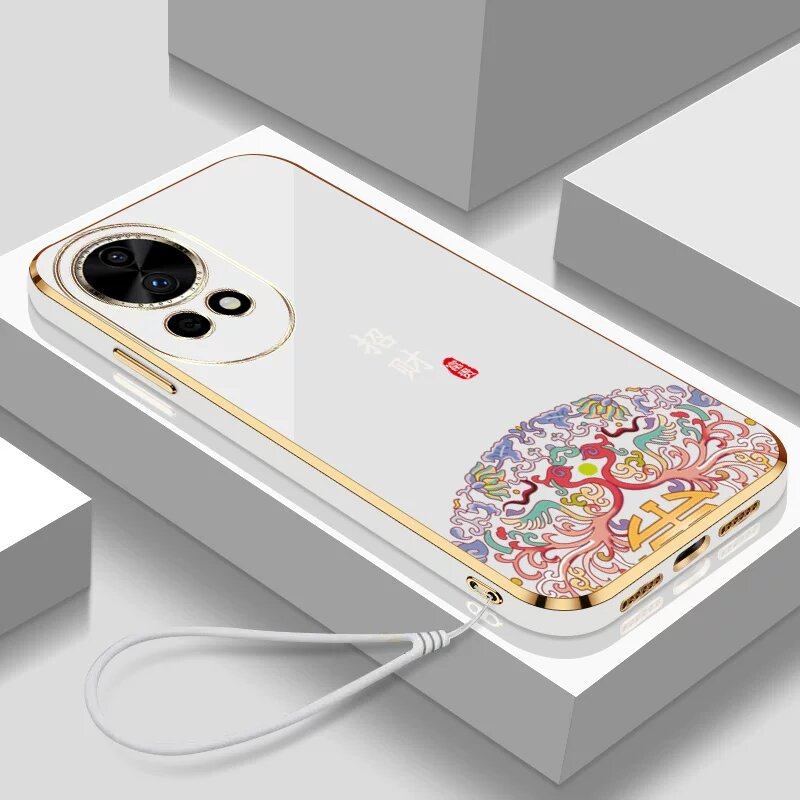 Чехол для Huawei Nova 13 с полным покрытием и защитой от падений с браслетом и защитной пленкой в кремовом цвете