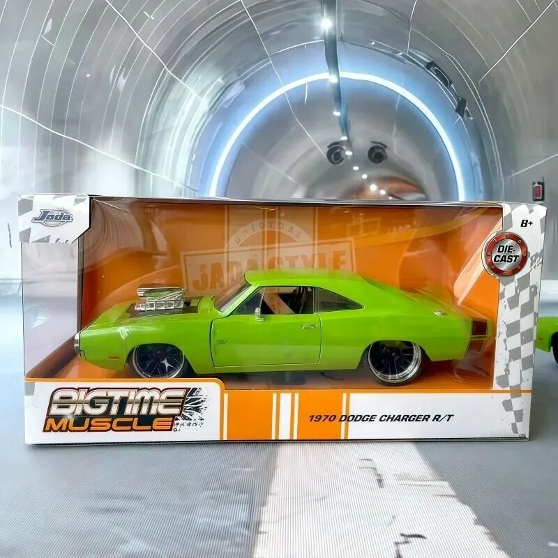 Jada 1:24 1970 Rare Green Dodge Charger Alloy Model Figurine Collection, коллекции хобби, подарки на день рождения, Модель автомобиля
