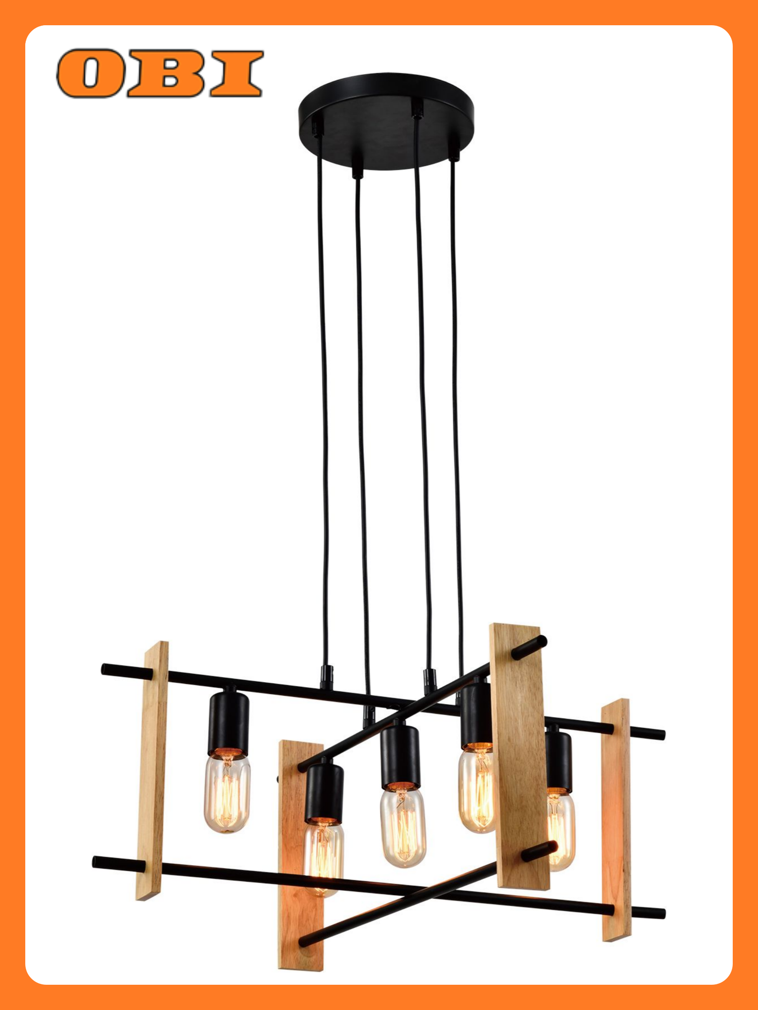 Люстра потолочная Rivoli Elizabeth черный, светлое дерево