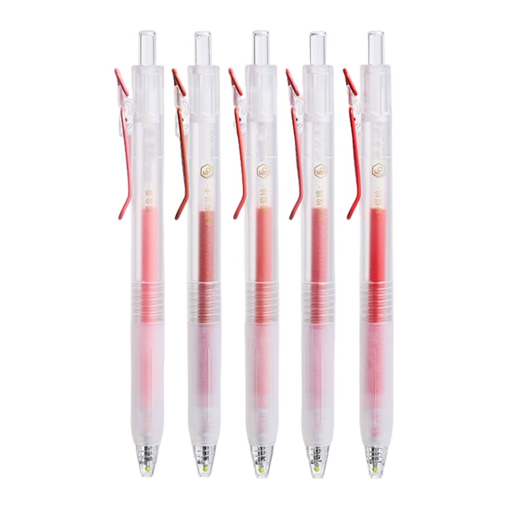 5шт Выдвижные Ручки с Красными Чернилами Гладкое Письмо для Учителей Студентов Школьные Принадлежности Эргономичная Ручка 0,5 мм Наконечник Гелевой Ручки
