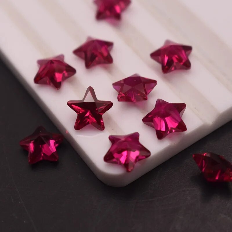 Рубиновые бусины Star Cut LAB-CREATED 6mm 10pcs