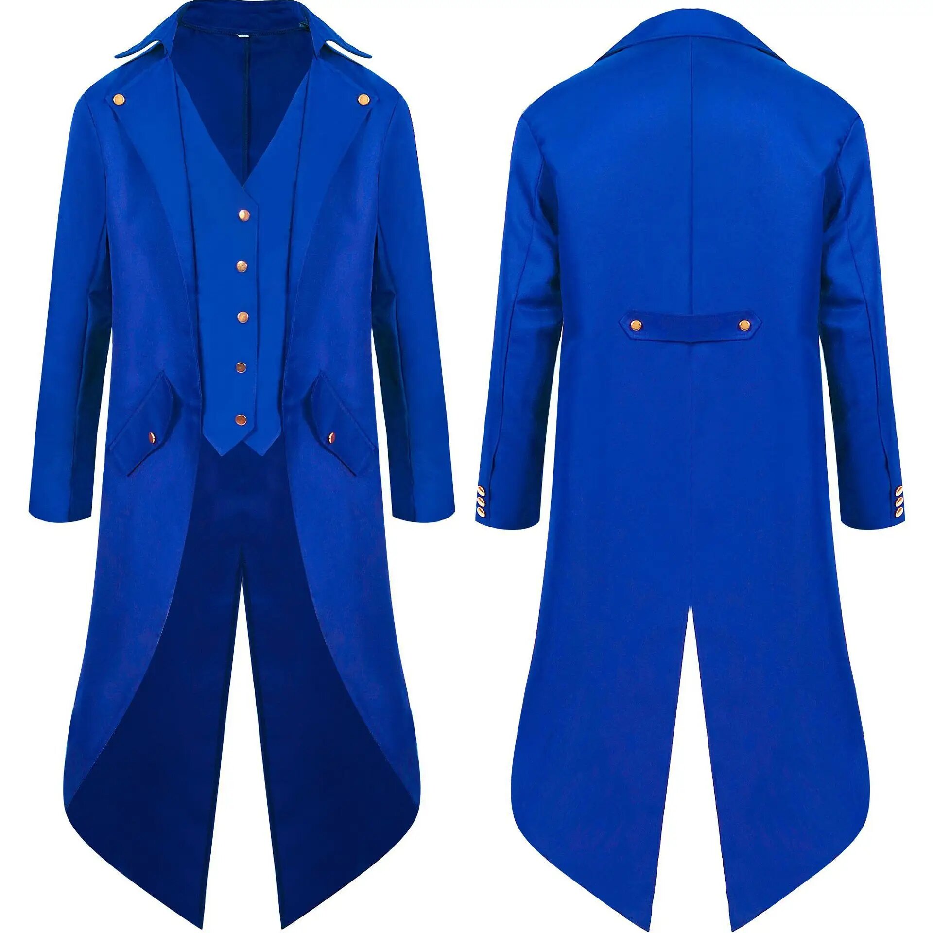 Средневековый ретро смокинг фрак косплей костюм Синий, 3XL, blue