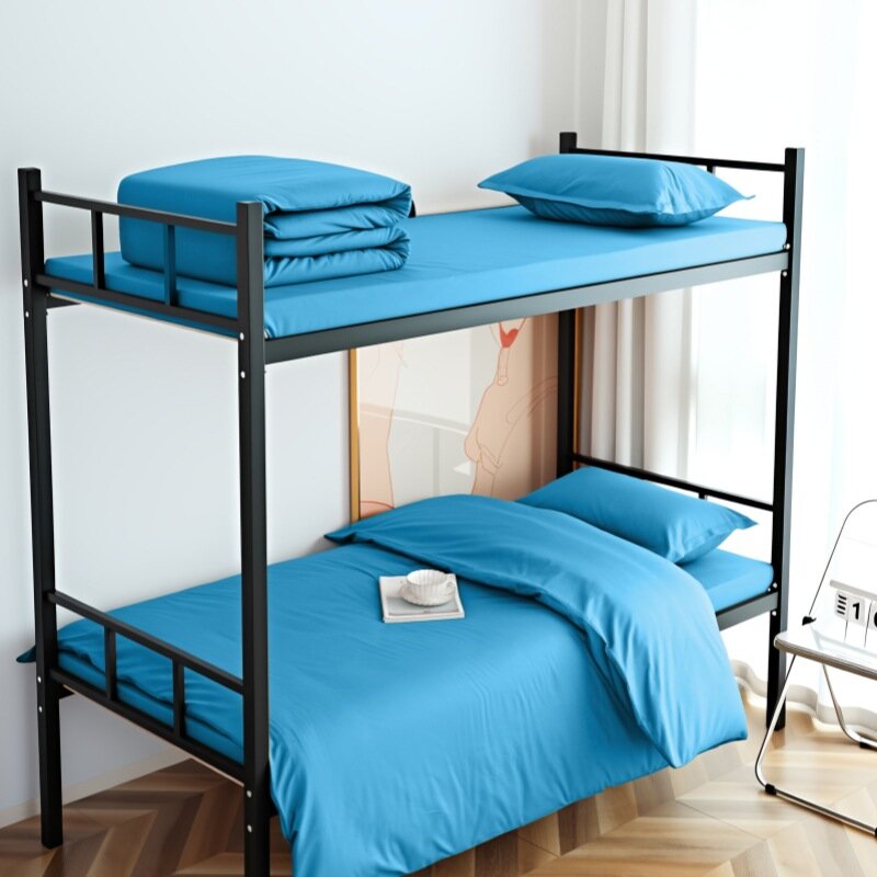 Стандартный полицейский синий комплект из трех предметов из чистого хлопка с логотипом, односпальная кровать для