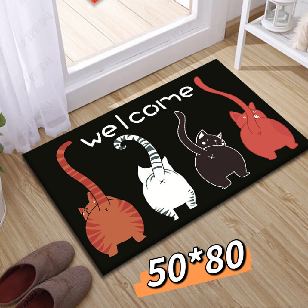 Коврик Китайская Традиция "Кот", полиэстер, нескользящая основа，50*80cm