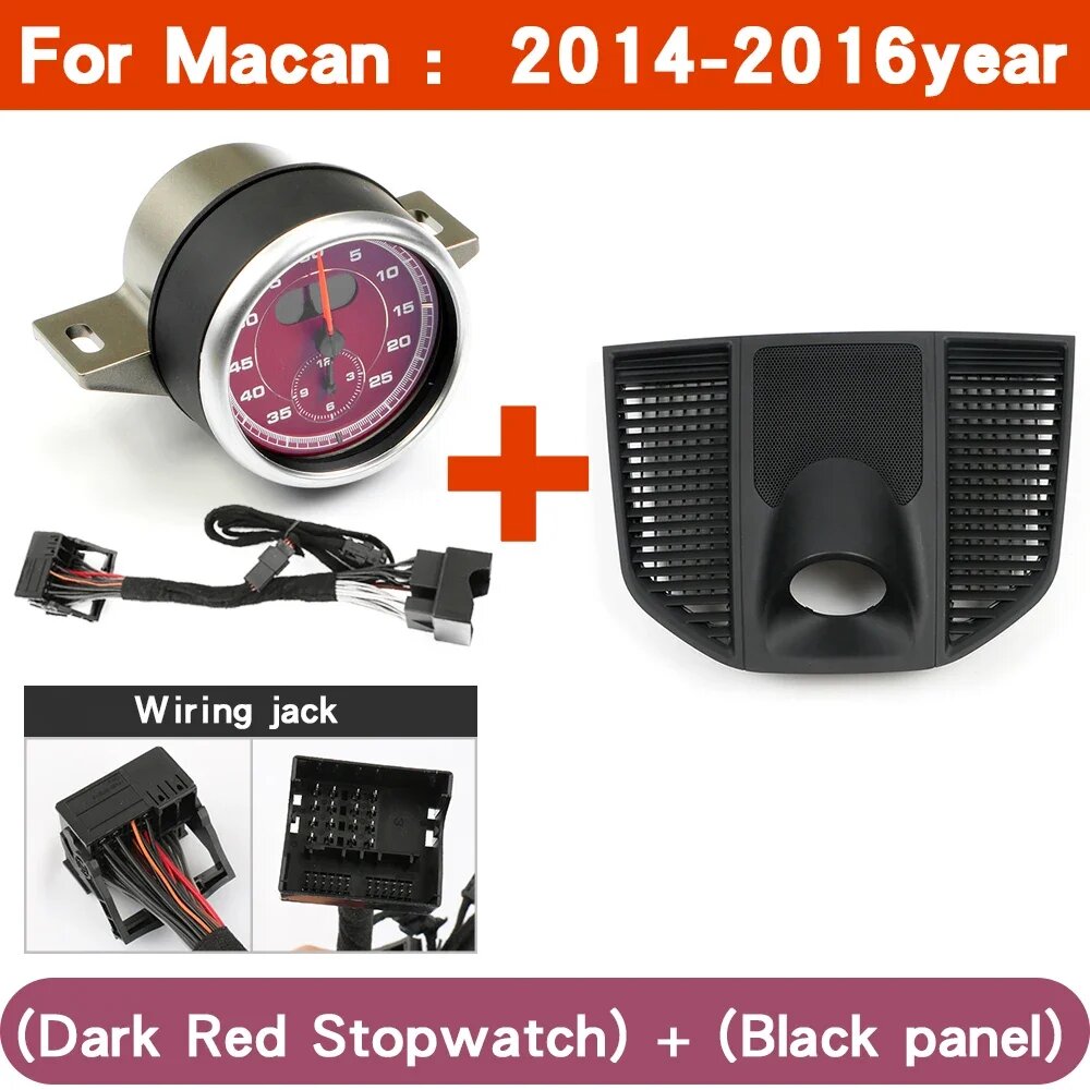Компас секундомера для Porsche Macan 95B 14-2023, часы, хроно, обновление приборов, модифицированные детали крышки приборной панели, аксессуары Dark Red-Black