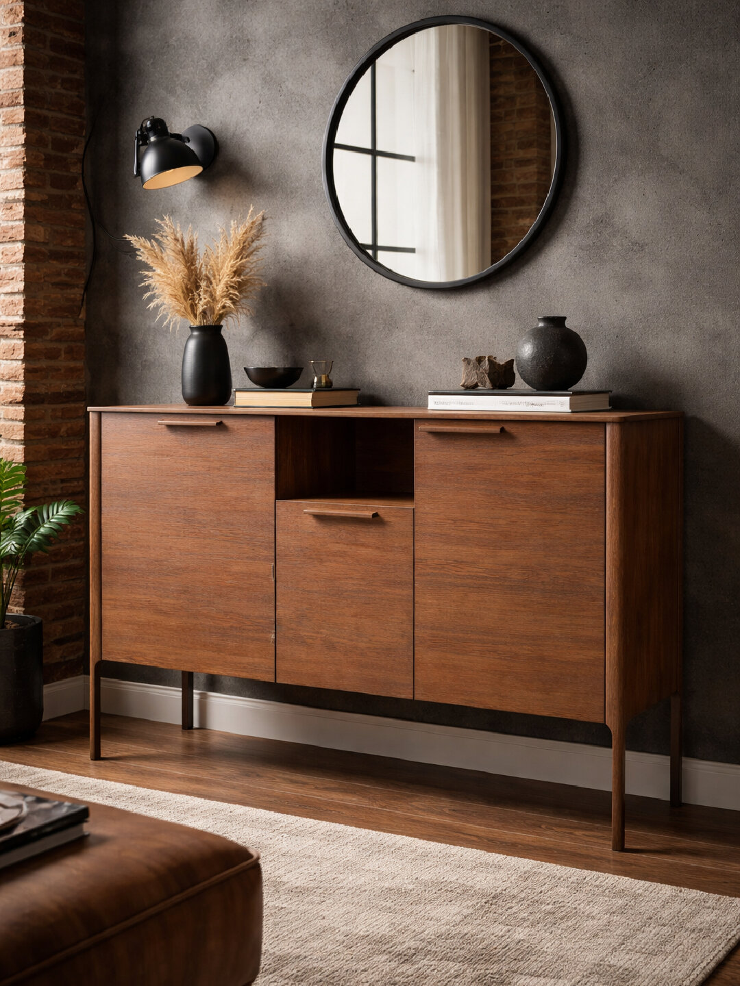 Тумба D3 ВМФ-2721 «Enzo» (Энзо) Беларусь, 3 двери, на ножках, массив дерева, шпон, цвет дуб Бостон