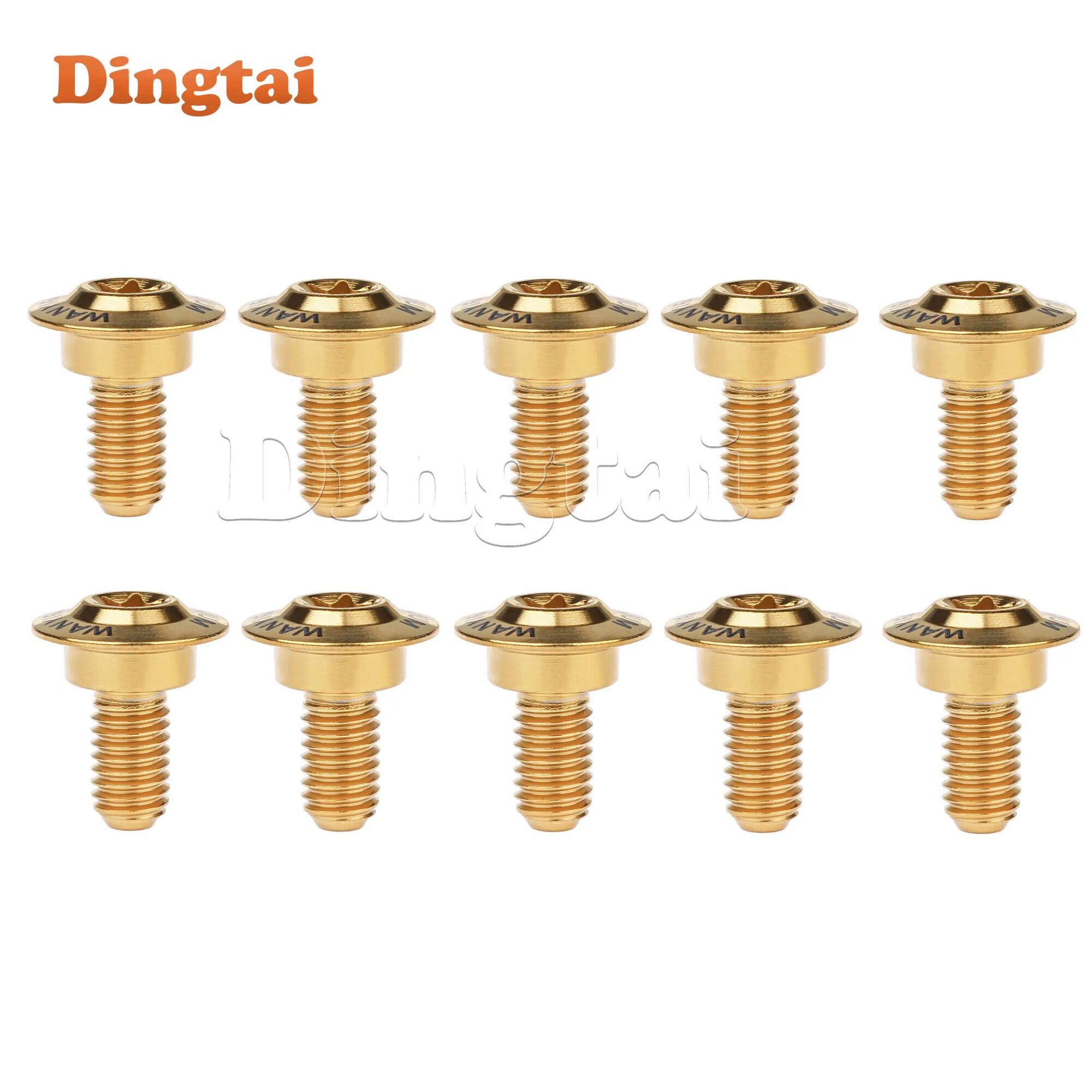 Dingtai Титановые болты M5/M6x11-22 мм для мотоцикла 10 шт. Gold, M5x12 D13 d8 H2