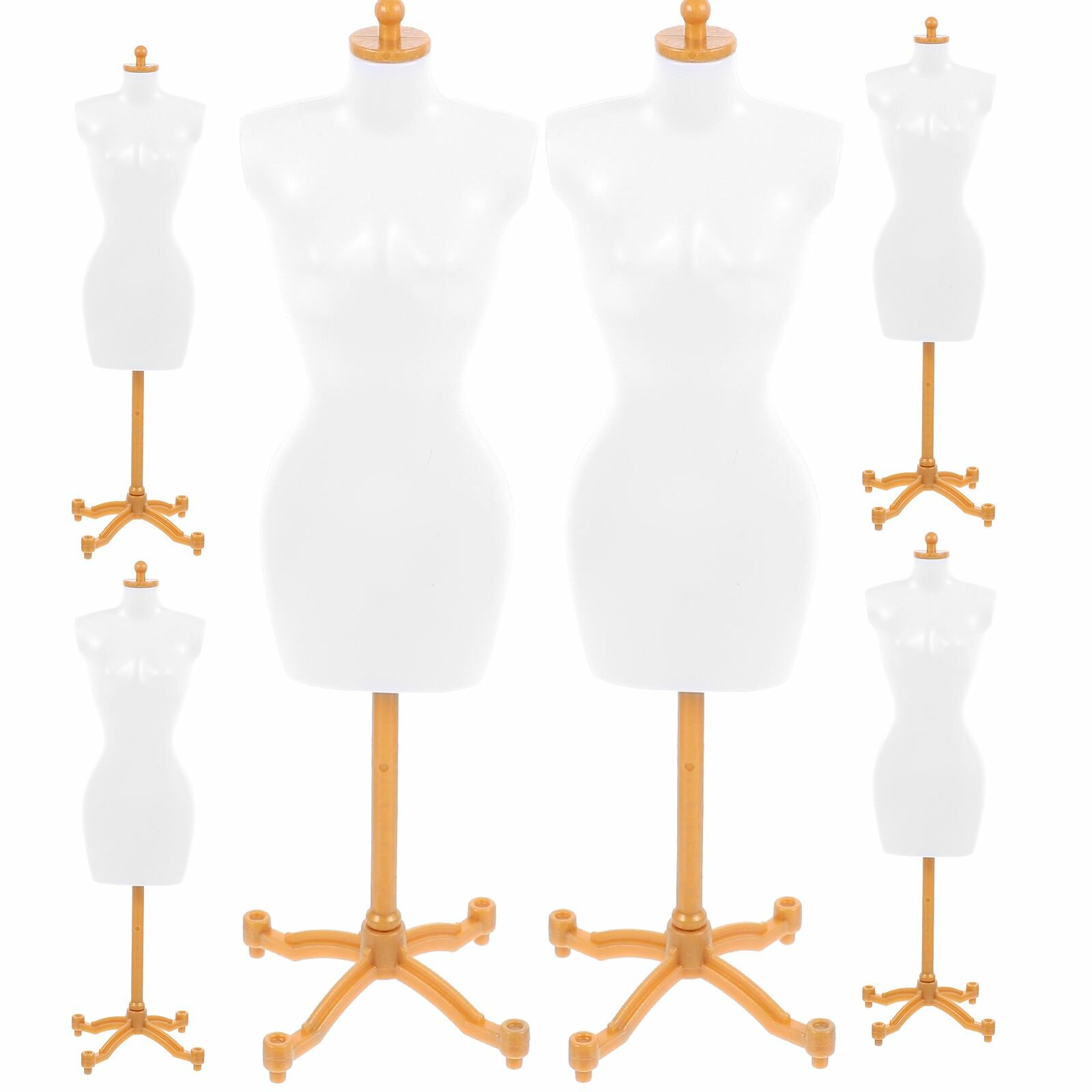Белый пластиковый манекен для кукольных платьев для декора, набор из 6 миниатюрных фигурок
