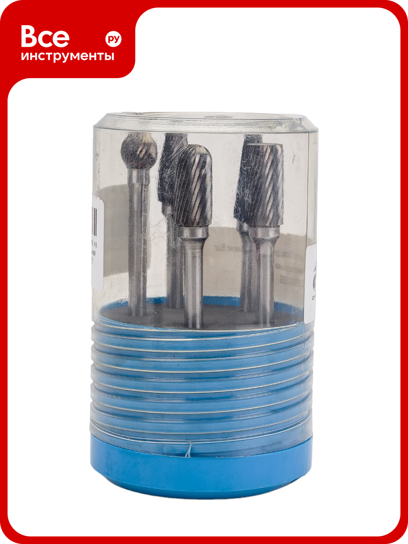 Набор борфрез твердосплавных из 5шт, 12x10-28x6 мм, спиральная насечка