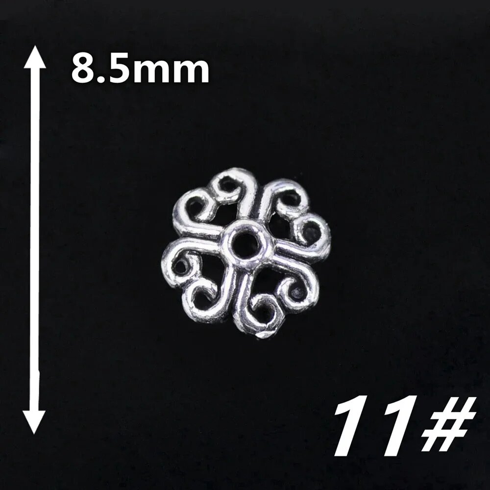 Бусины металлические цветочные, 8.5 мм, 11 Tibetan Silver