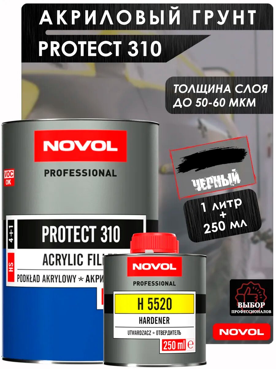 Акриловый 2K грунт PROTECT 310, HS, заполняющий, черный