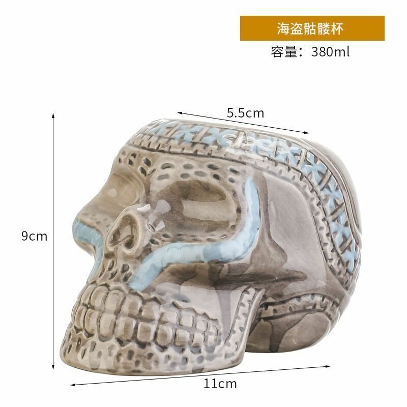 Новый винтажный гавайский керамический коктейльный стакан в стиле Хэллоуин с изображением лица призрака и черепа зомби.