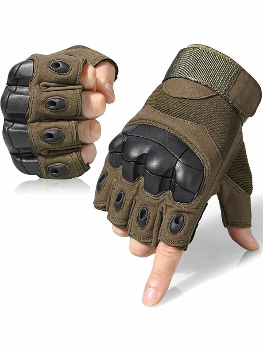 Тактические перчатки без пальцев с жесткими пальцами