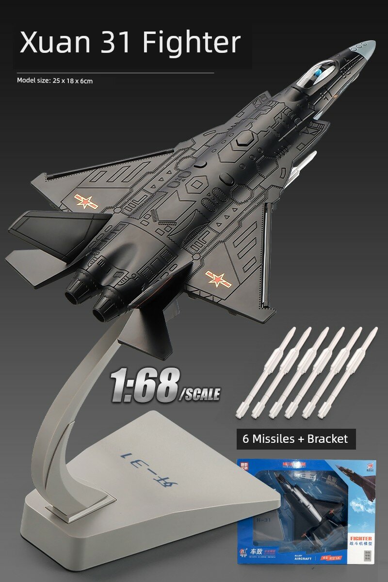 Модель крупномасштабного истребителя J-31 в черном цвете, военная авиация, игрушка для коллекционеров