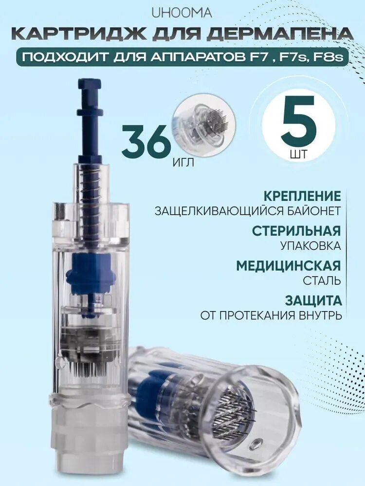 Картридж к F7 F7s F30 F8s 36 needle cartridge для дермапен мезопен / 36 игл /UHOOMA UNK2PRO-5 шт