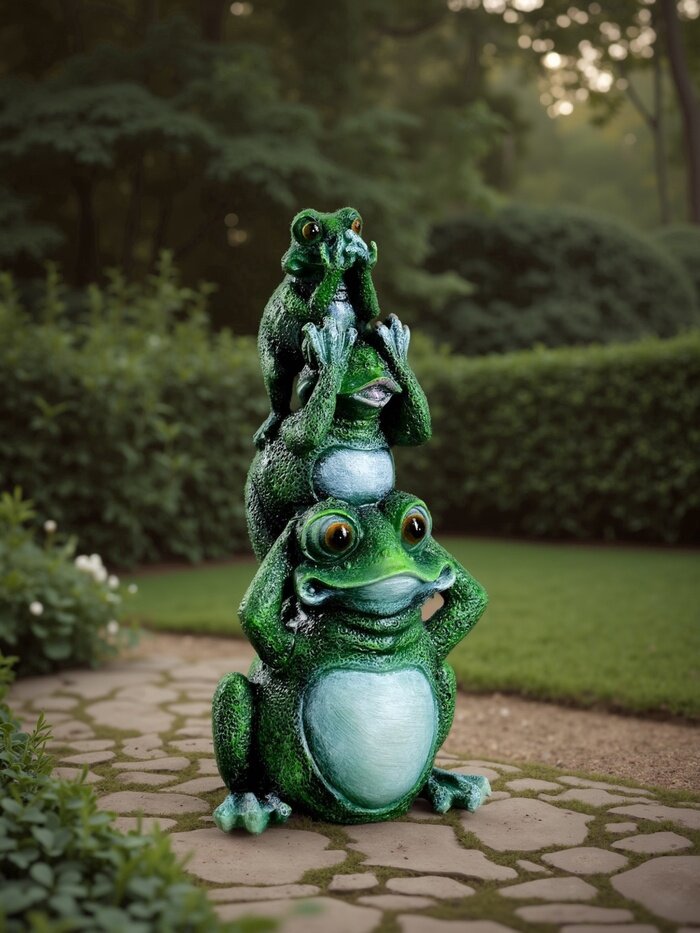 Садовая фигура Хорошие сувениры из гипса Лягушка пирамидка, 30х15х12 см