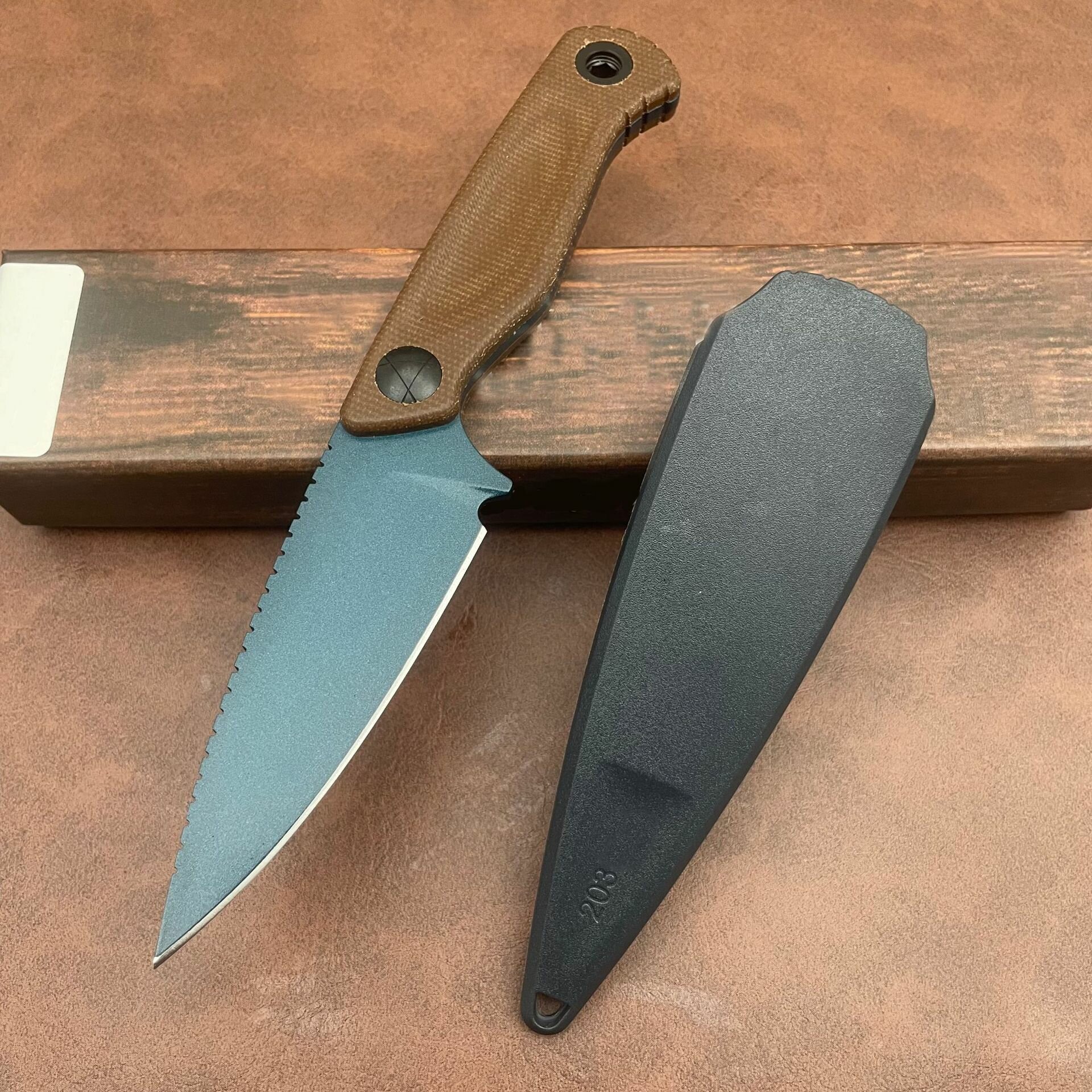 Benchmade203BT Маленький прямой нож с льняной рукоятью, портативный острый инструмент для кемпинга и очистки фруктов