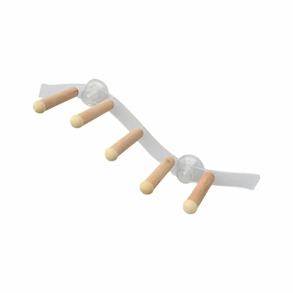 Жердочка для попугаев деревянная на присосках, игровая подставка для окна и душа, размер 10х38 см