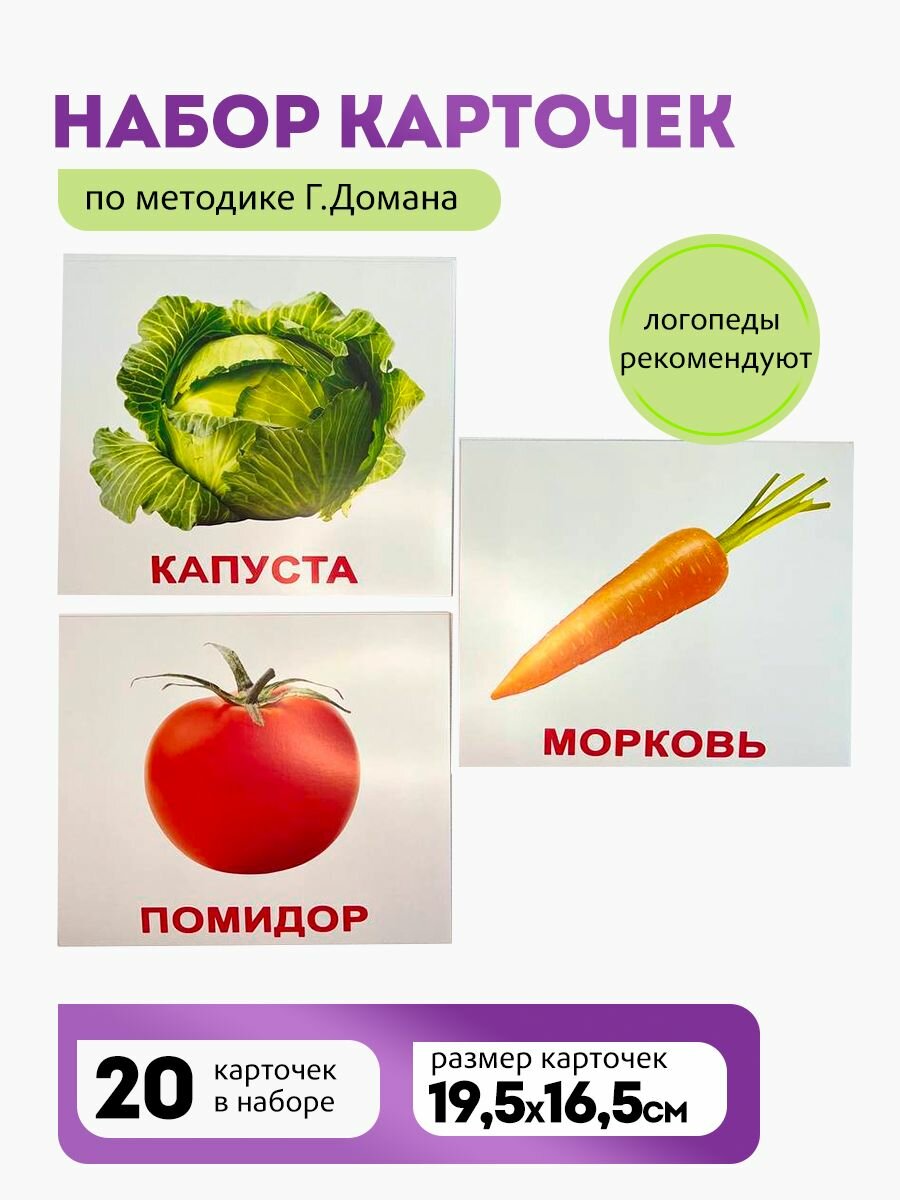 Комплект карточек Овощи 20шт. по методике Г. Домана