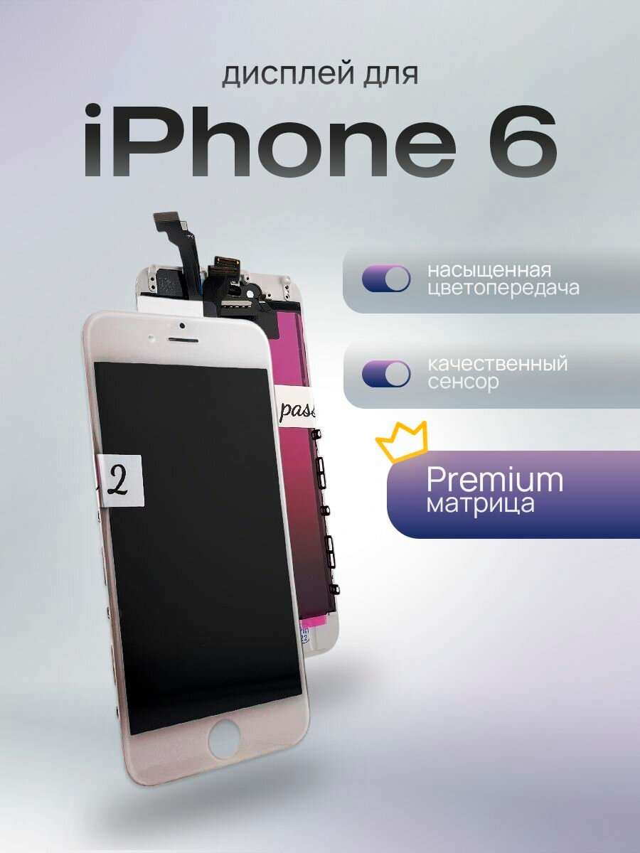 Дисплей для iPhone 6 в сборе с тачскрином, белый, оригинальная матрица