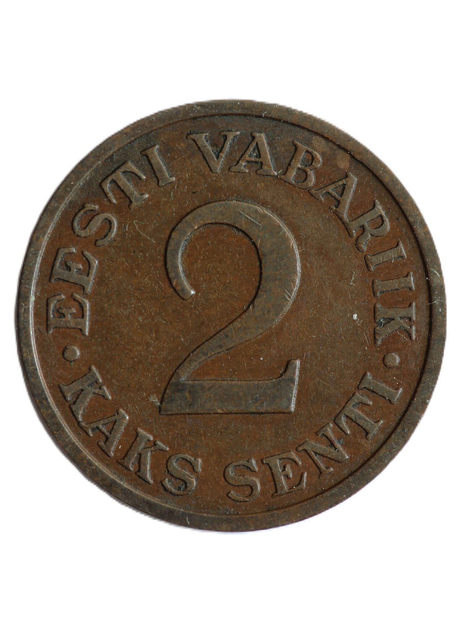 Подлинная монета 2 цента Эстонии 1934 года