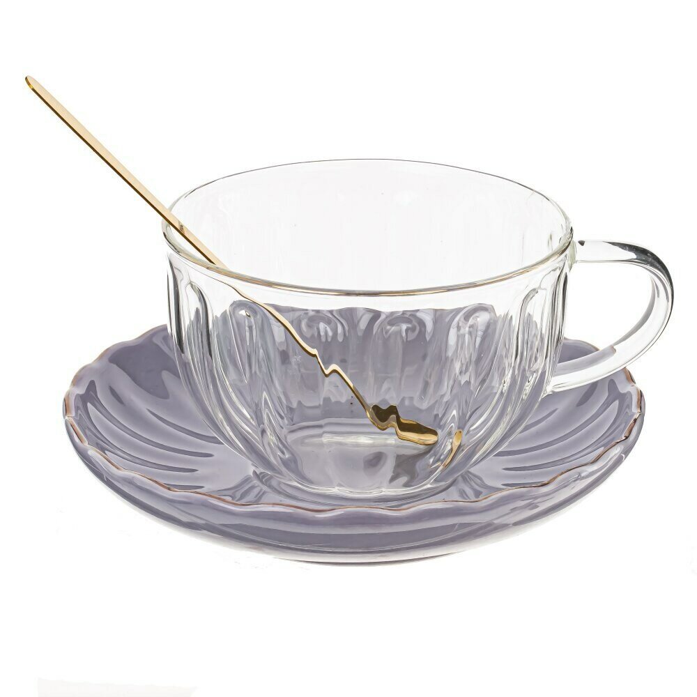 Кружка с блюдцем и ложкой 300 мл, L=15 W=15 H=6,5 см
