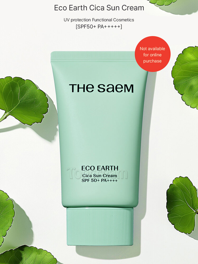 The Saem солнцезащитный крем для лица с центеллой для чувствительной, жирной и проблемной кожи 50 мл Eco Earth Cica Sun Cream SPF50+