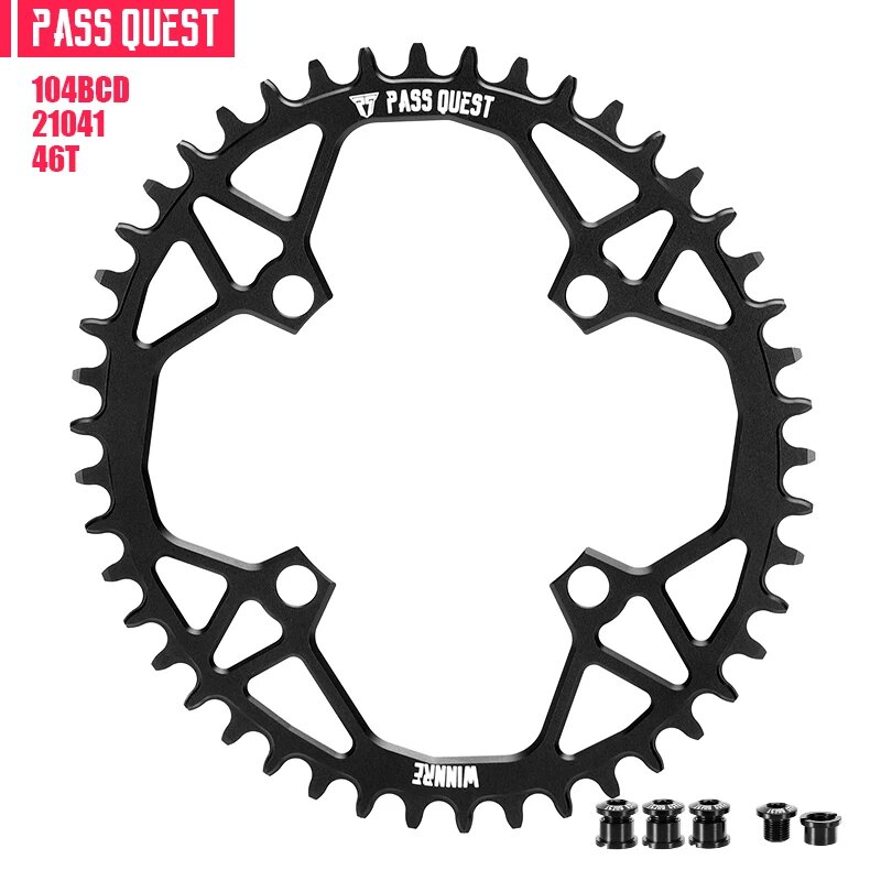 PASS QUEST Crown 104 Bcd Овальная звезда для XT780/610 SLX черный/красный 32T-48T Black 46T