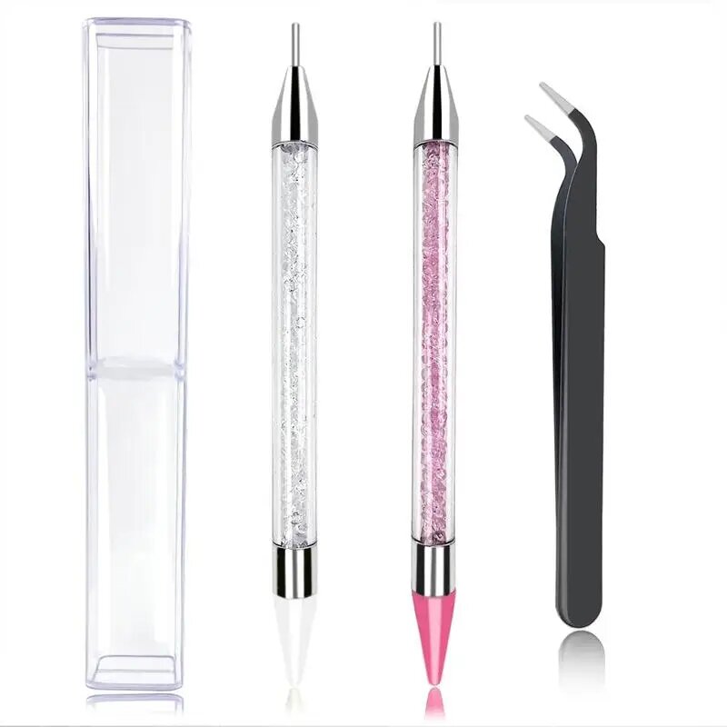 Набор для дизайна ногтей, ручки-дотсы и пинцет, цвет Tweezer White Pink